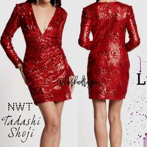 Tadashi Shoji | Dresses | Nwt Swirled Sequin Dress Rose Red Dynamite ...